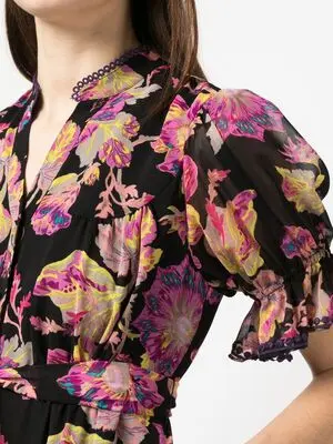 Diane Von Furstenberg Floral Print Chiffon Midi Dress