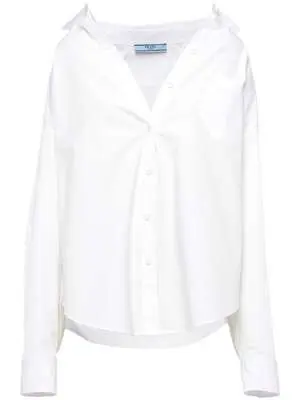 Prada Logo-embroidered Poplin Shirt