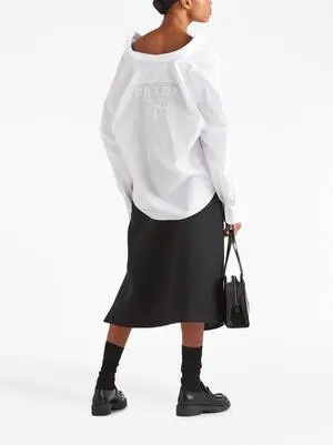 Prada Logo-embroidered Poplin Shirt