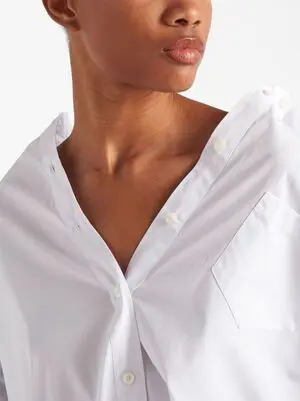 Prada Logo-embroidered Poplin Shirt