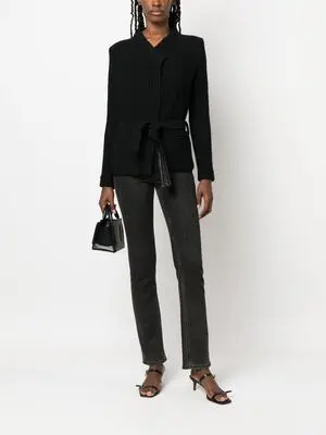 IRO PARIS Embossed-finish Belted Jacket - Black
