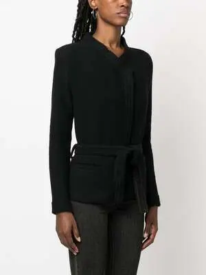 IRO PARIS Embossed-finish Belted Jacket - Black