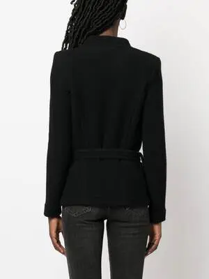 IRO PARIS Embossed-finish Belted Jacket - Black