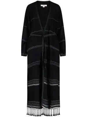 LEMLEM Leliti Fringed Beach Robe - Black