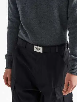 Prada Triangle Logo Woven Belt