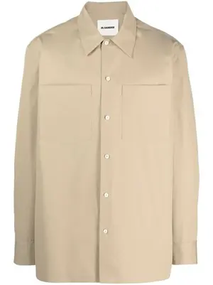 JIL SANDER Long-sleeve Cotton Shirt - Neutrals