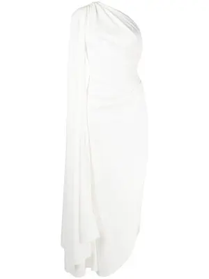 RHEA COSTA One-shoulder Gathered Dress - White