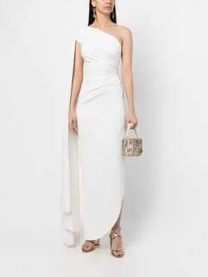 RHEA COSTA One-shoulder Gathered Dress