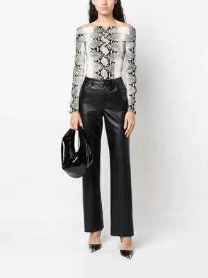 Khaite Snakeskin-print Off-shoulder Top