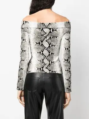 Khaite Snakeskin-print Off-shoulder Top