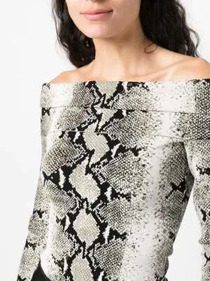 Khaite Snakeskin-print Off-shoulder Top