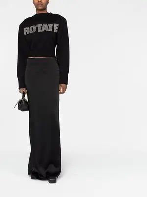 ROTATE BY BIRGER CHRISTENSEN Long Sleeves Cropped Sweatshirt - Black