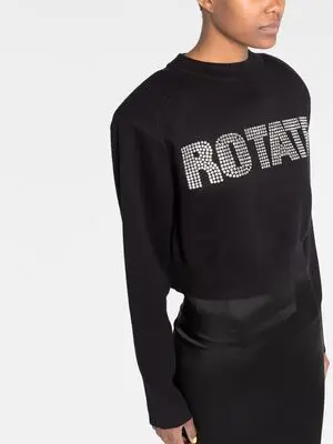 ROTATE BY BIRGER CHRISTENSEN Long Sleeves Cropped Sweatshirt - Black