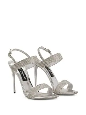 Dolce & Gabbana Crystal-embellished Slingback Sandals - Silver