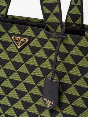 Prada Large Symbole Embroidered Tote Bag