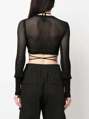 ANDREĀDAMO Open-knit Crop Top