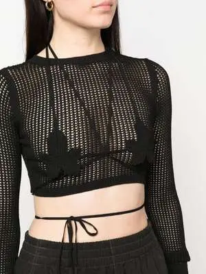 ANDREĀDAMO Open-knit Crop Top