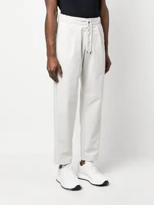 Herno Straight-leg Drawstring Trousers In Cream White