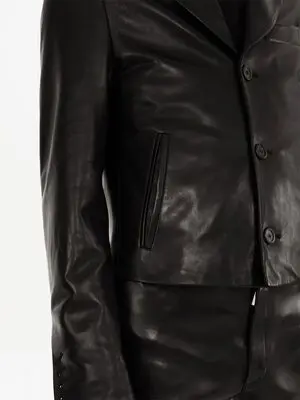 FERRAGAMO Slim-cut Single-breasted Leather Blazer - Black