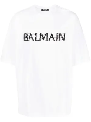 Balmain Crystal-logo Cotton T-shirt