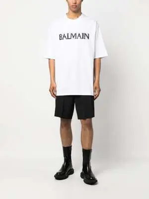 Balmain Crystal-logo Cotton T-shirt