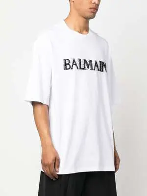 Balmain Crystal-logo Cotton T-shirt