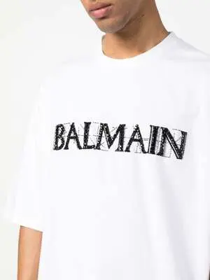 Balmain Crystal-logo Cotton T-shirt