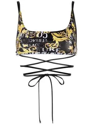 Versace Logo Couture Crop Top - Black