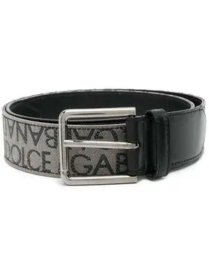 Dolce & Gabbana Logo-embroidered Buckle Belt - Black