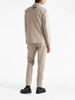 Prada Triangle Logo Single-breasted Blazer - Neutrals