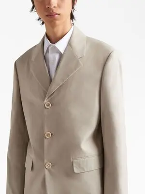 Prada Triangle Logo Single-breasted Blazer - Neutrals