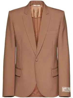 Valentino Garavani Logo-patch Single-breasted Blazer - Brown