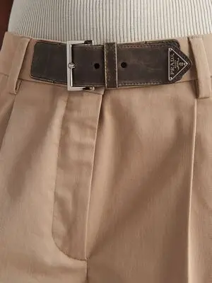 Prada Gabardine Belted Shorts - Brown