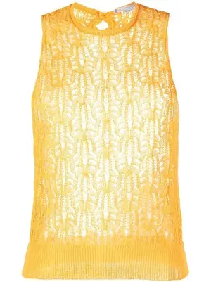 Stella McCartney Sleeveless Pointelle-knit Top - Yellow