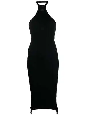 COURREGES Ribbed-knit Halterneck Dress - Black