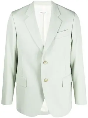 LANVIN Single-breasted Wool Blazer - Green
