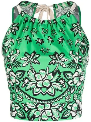 Red Valentino Floral-print Cropped Top