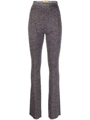 Gcds Lurex-detailing Flared Knit Trousers - Purple