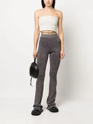 Gcds Lurex-detailing Flared Knit Trousers - Purple