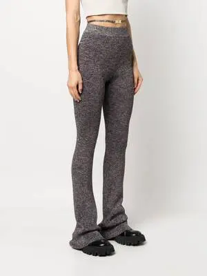 Gcds Lurex-detailing Flared Knit Trousers - Purple