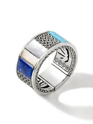 John Hardy 18kt White Gold Classic Chain Multi-stone Ring - Silver