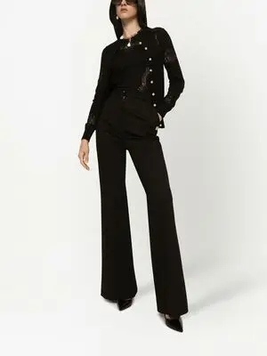 Dolce & Gabbana Lace-panel Cashmere-silk Jumper - Black