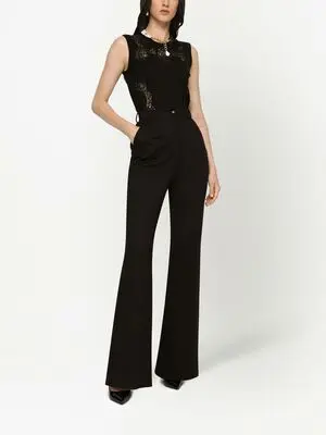 Dolce & Gabbana Lace-panel Cashmere-silk Jumper - Black