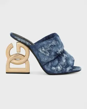 Dolce & Gabbana Denim Dg-heel Mule Sandals Blue