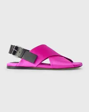 Proenza Schouler Crisscross Flat Slingback Sandals - Bright Pink