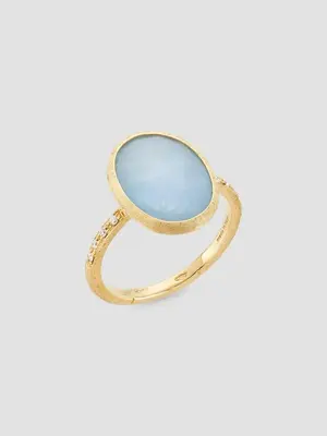 Marco Bicego Siviglia 18k Yellow Gold, Aquamarine & 0.06 Tcw Diamond Ring - Blue