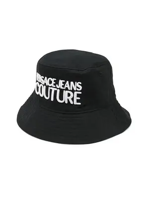 Versace Men's Institutional Logo Bucket Hat - Black White - Size Large - Black White  - Black White