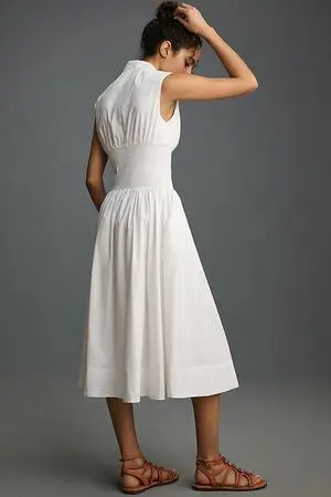 Maeve Tommie Zip-front Midi Dress - White