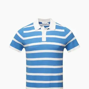 Onia Cotton Textured Knit Polo Blue
