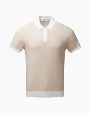 Onia Cotton Textured Knit Polo Brown